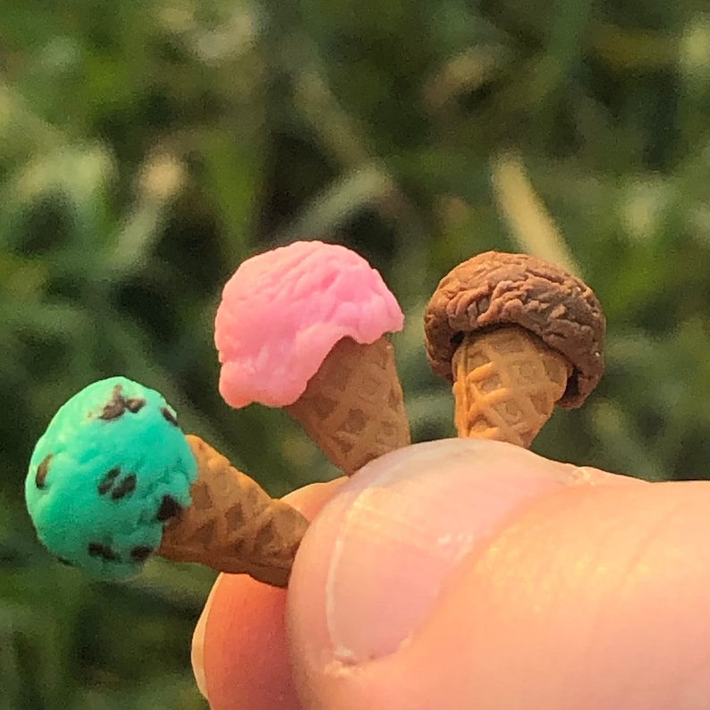 Miniature Ice Cream Cone; 1:12 Scale Ice Cream; Strawberry, Chocolate ...