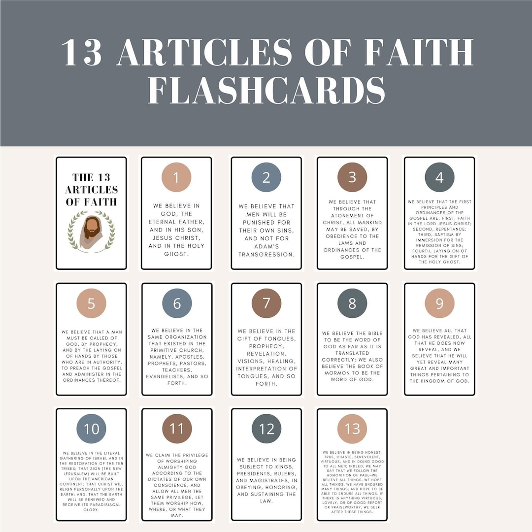 13 Articles of Faith Cards, Printable Articles of Faith Flash Cards ...