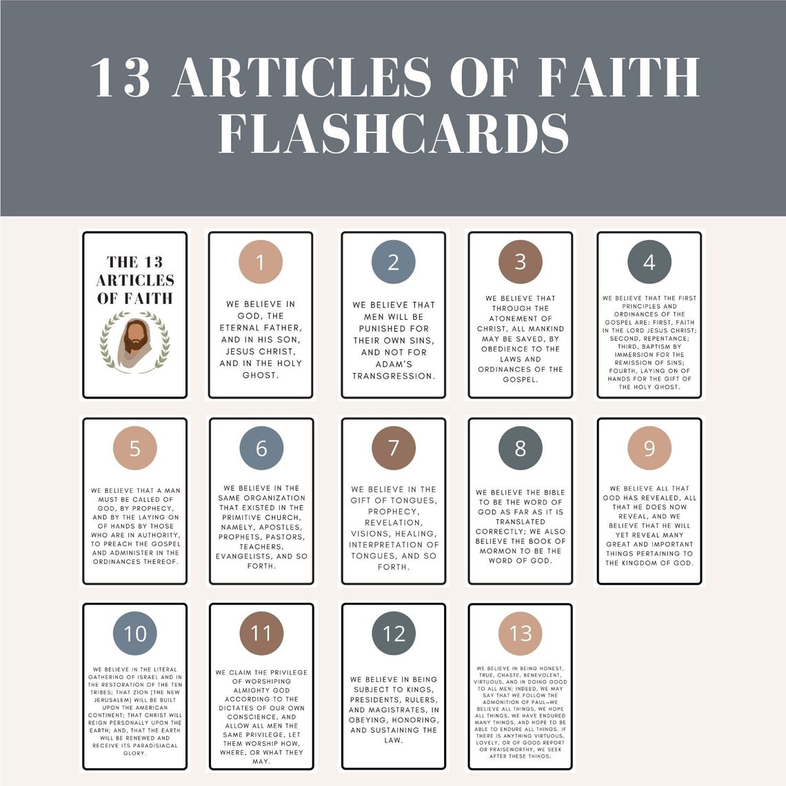 13 Articles of Faith Cards, Printable Articles of Faith Flash Cards ...