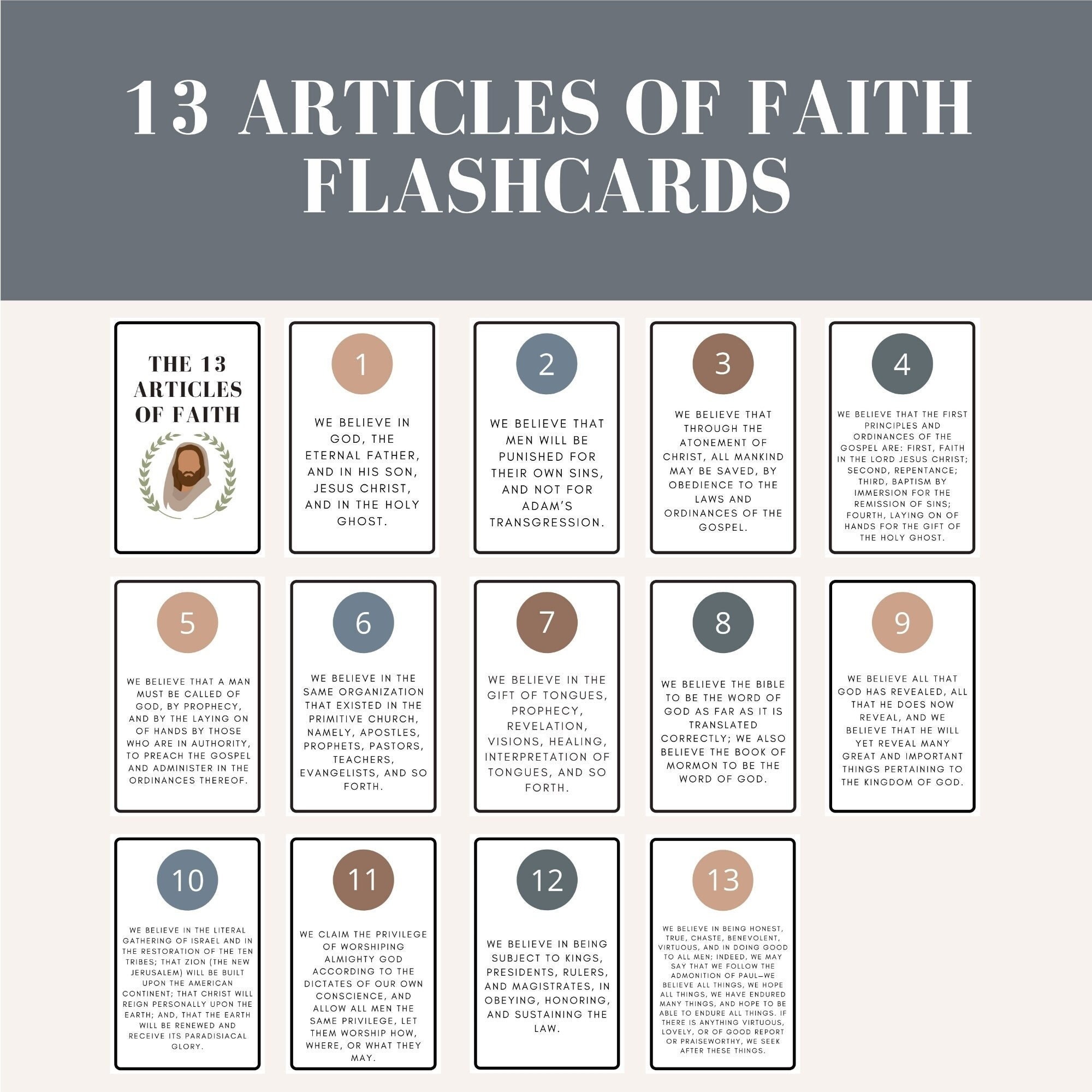 13 Articles of Faith Cards, Printable Articles of Faith Flash Cards ...