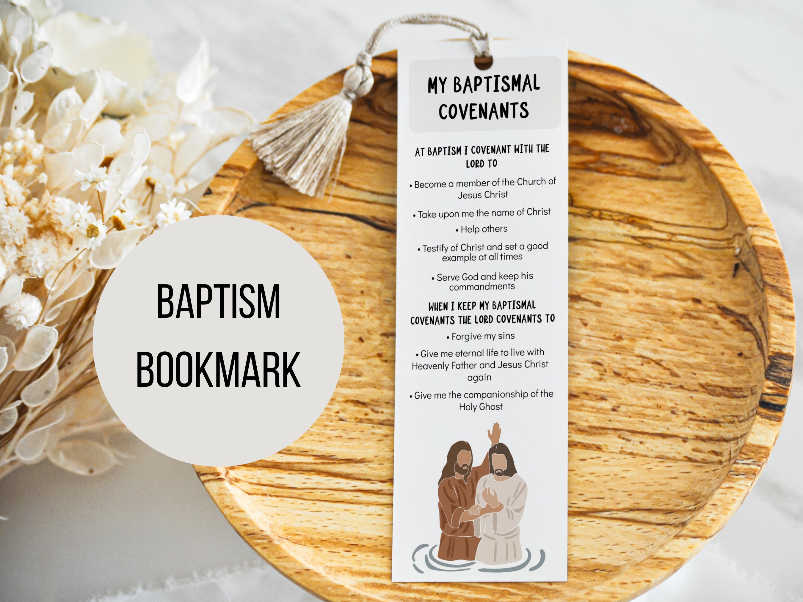 Baptism Bookmark, Baptismal Covenants, LDS Primary Handout, LDS Baptism ...