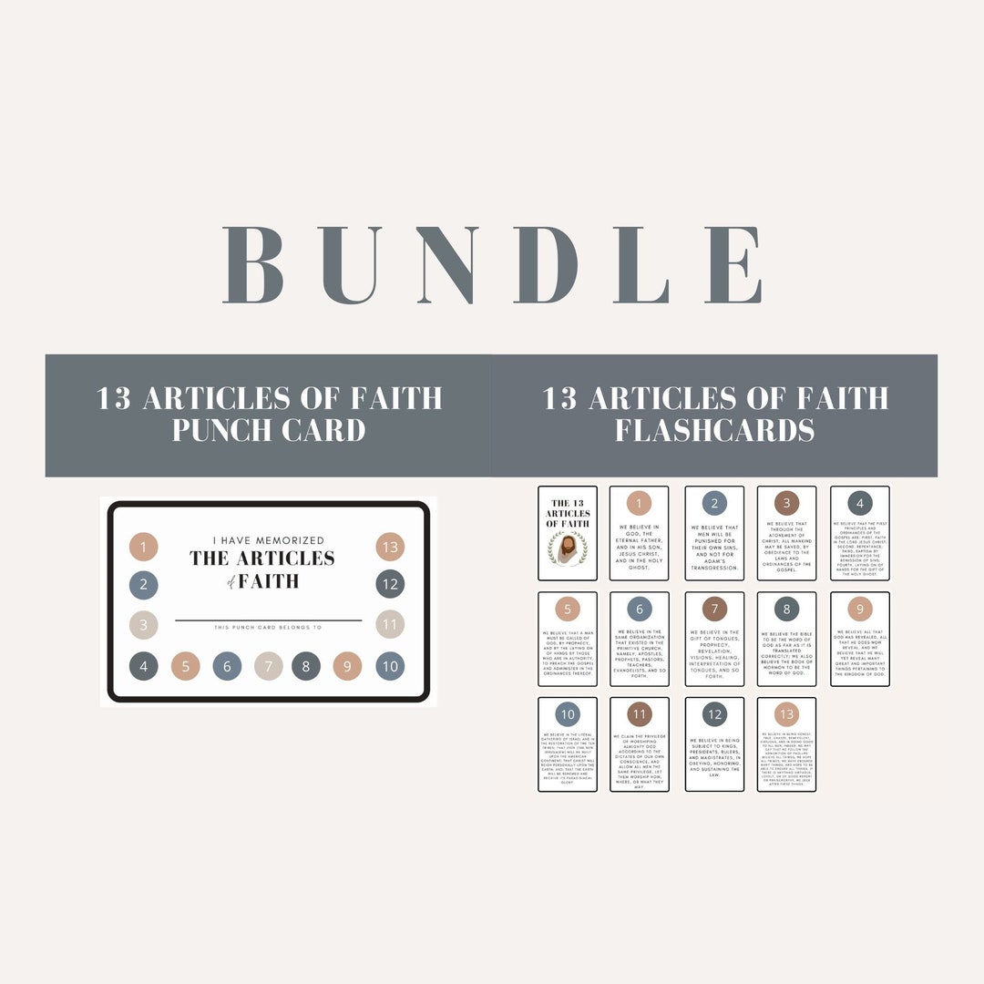 LDS Articles of Faith Cards, Printable Flash Cards, Articles of Faith ...