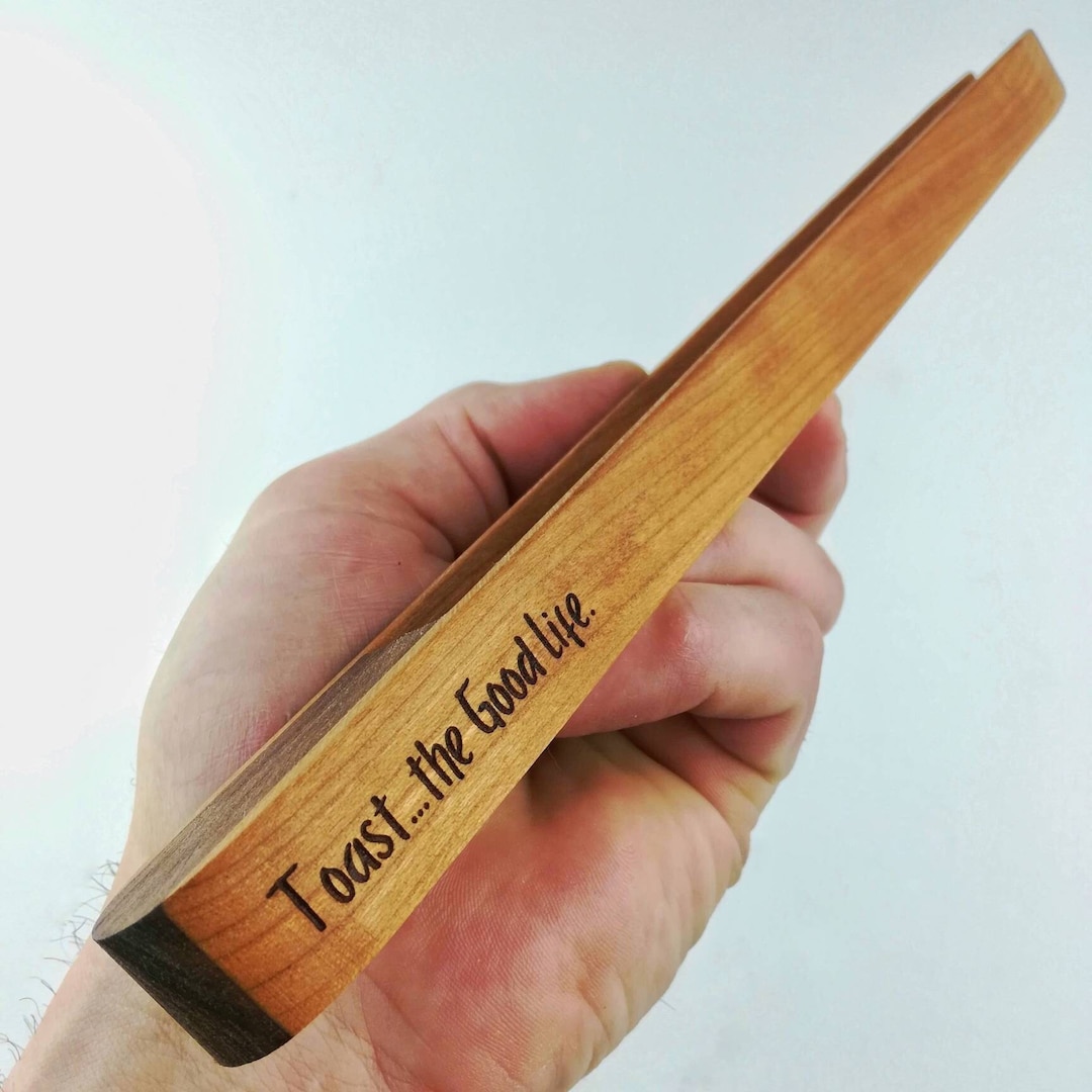 Personalized Walnut Toast Tongs, Custom Engraved Wooden Toaster Tongs ...