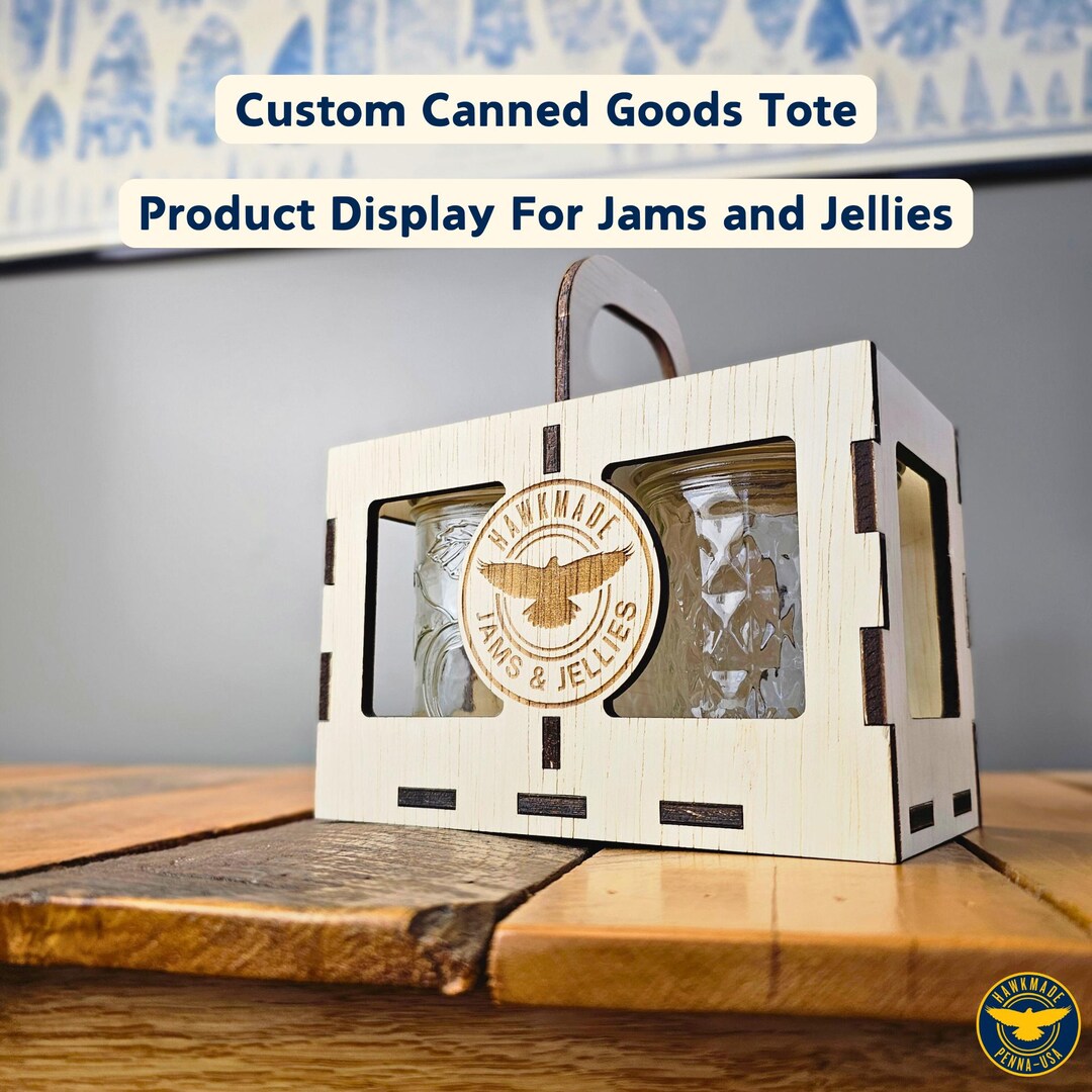 Personalized Canning Jar Holder: 2-jar Wooden Display With Custom Logo ...
