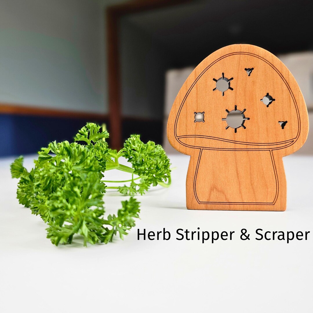 Cherry Wood Mushroom Herb Stripper: Rustic Kitchen Scraper Tool - Etsy