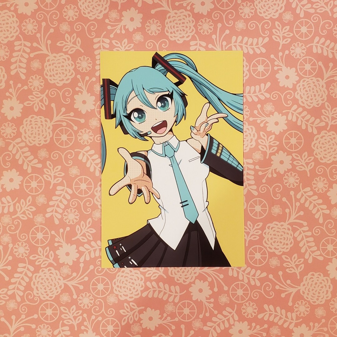 Miku Singing /// Bookmark Sticker Laminated Charm Resin Pin Keychain ...
