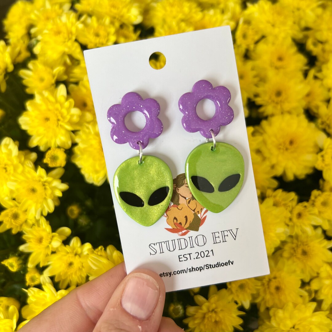 Alien Heads, Alien Earrings, Alien Studs, Alien Head Earrings, UFO ...