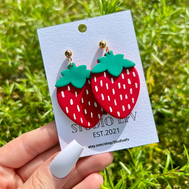 Strawberry Earrings - Etsy
