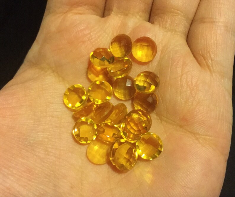 Wholesale Lot of 4 Natural Citrine Round Rose Cut Cabochons Faceted 8mm ...