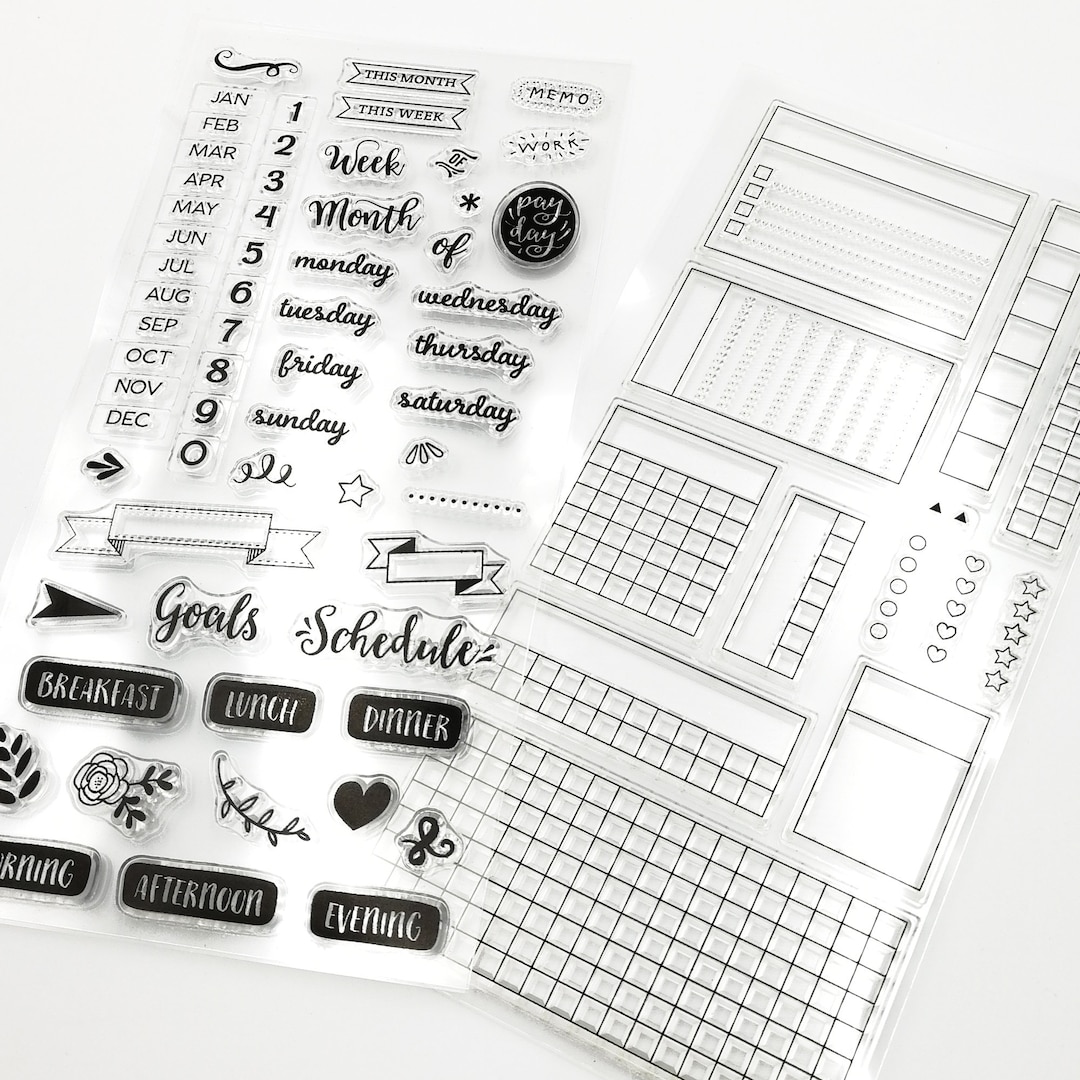 Clear Stamp Set for Monthly Planner With Weeks, Dates, and To-do List ...