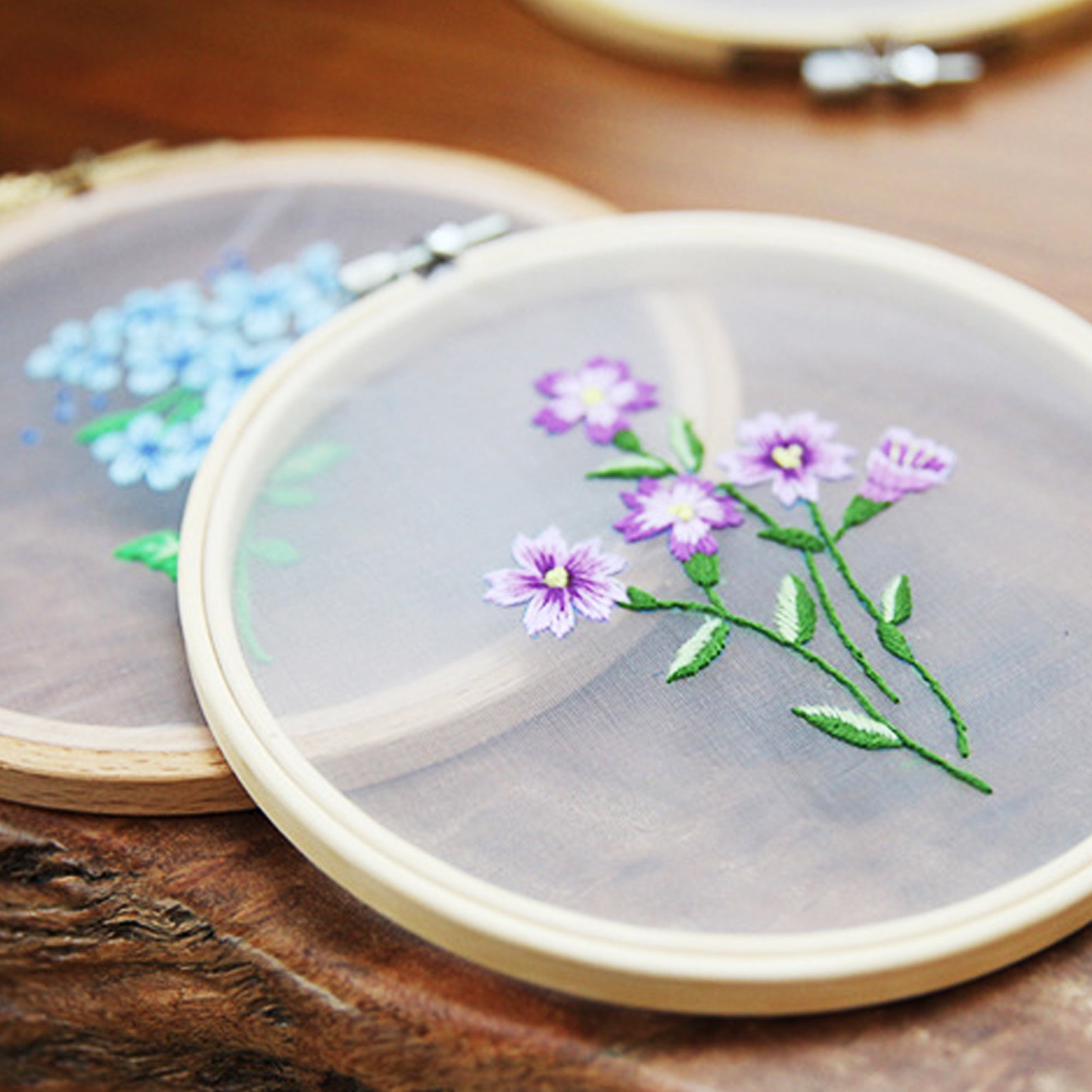 DIY Flowers Transparent Embroidery Kitplants Embroidery - Etsy