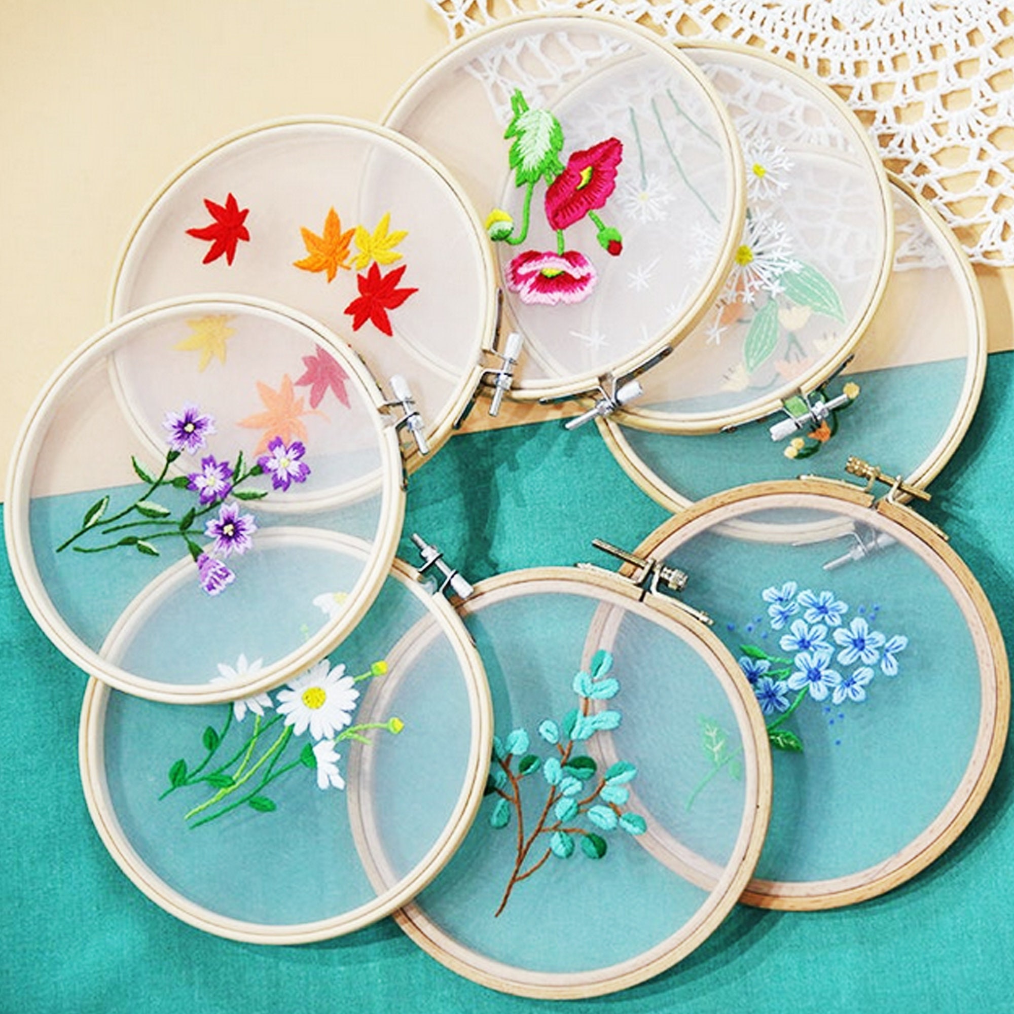 DIY Flowers Transparent Embroidery KitPlants Embroidery | Etsy