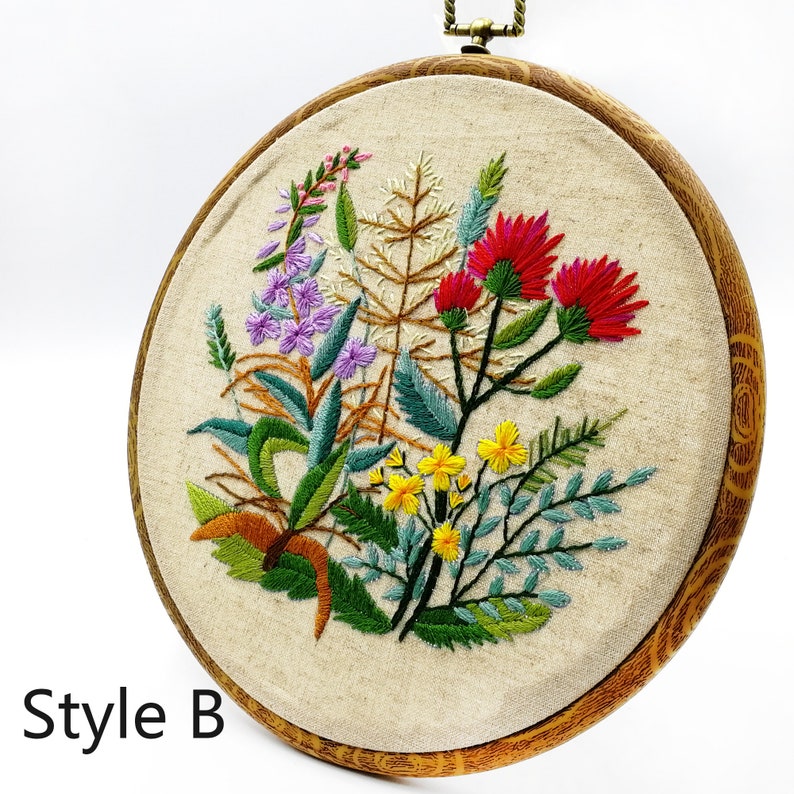 Beginner Easy Embroidery Kitmodern Flower Embroidery Kithand - Etsy