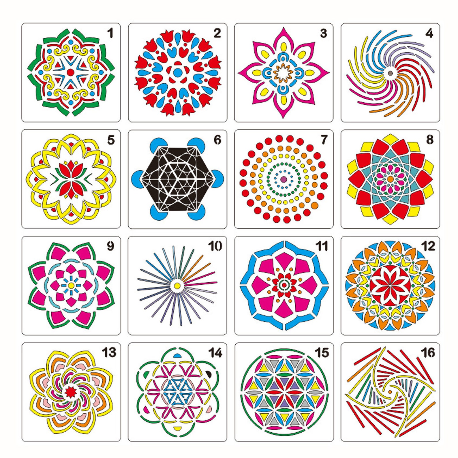 16 Pcs Mandala Stencils,mandala Template,painting Stencils Tool,multi ...