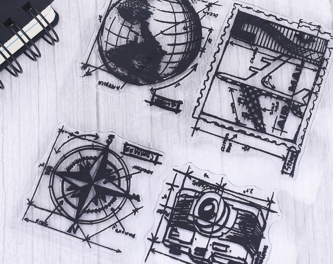 World Map Clear Stamp/earth Rubber Stamp/continents Clear Transparent ...