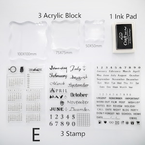 Calendar Stamp,bullet Journal Stamp,rubber Stamp,planner Stamps,clear ...
