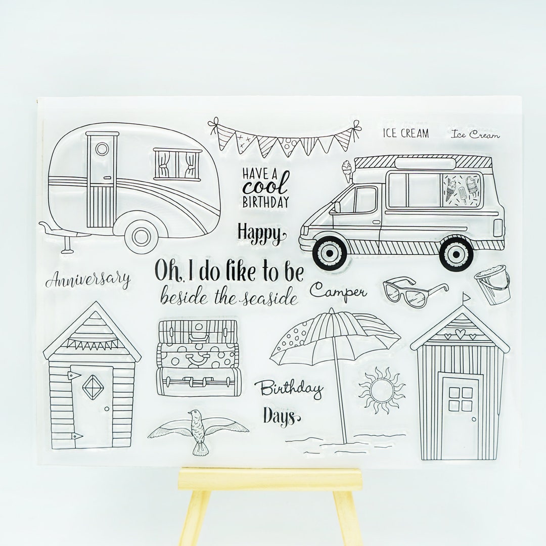 Vacation Transparent Stamp,camper Van Rubber Stamp,beach,planner Bullet ...