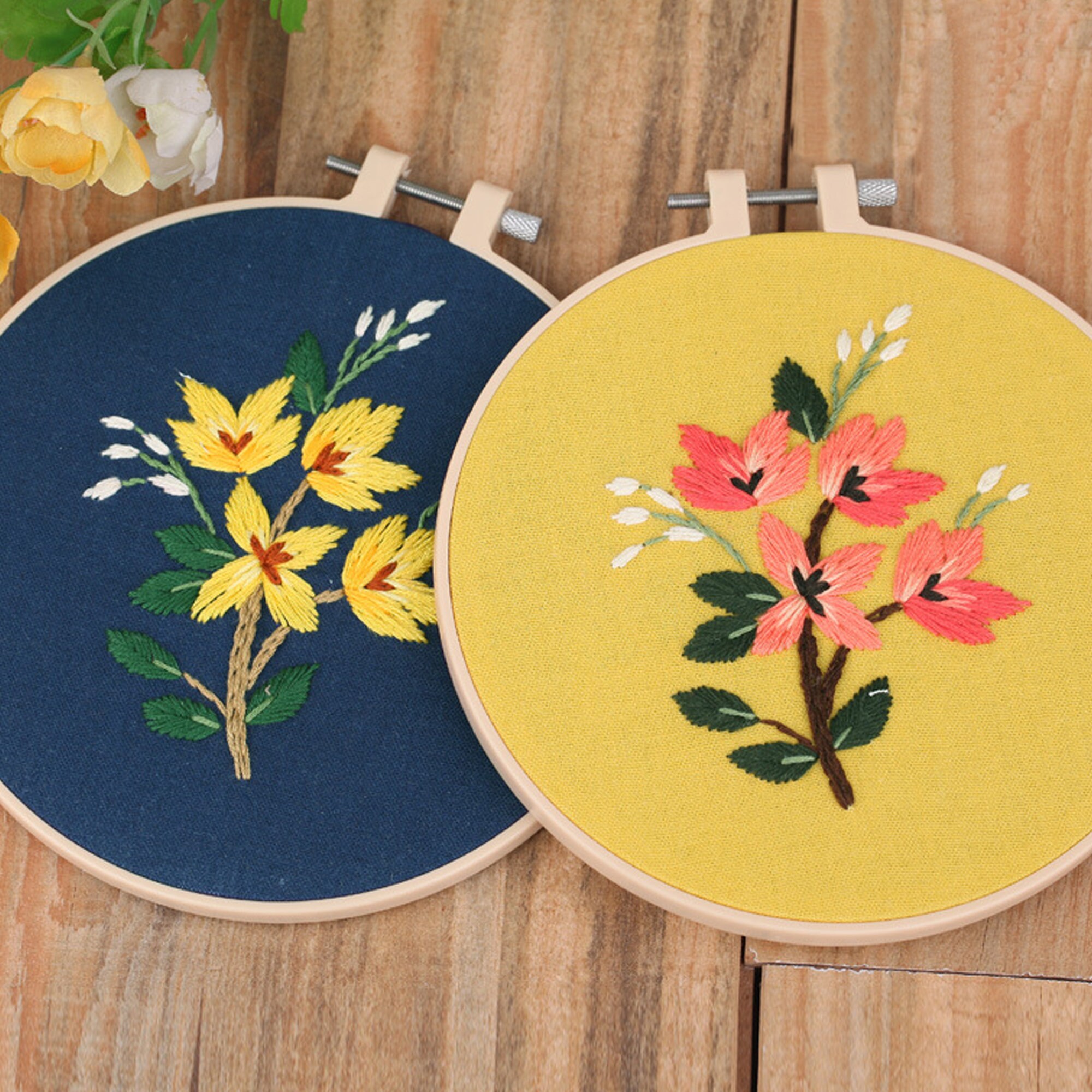 Hand Embroidery Kit BeginnerModern Flowers Hand Embroidery | Etsy