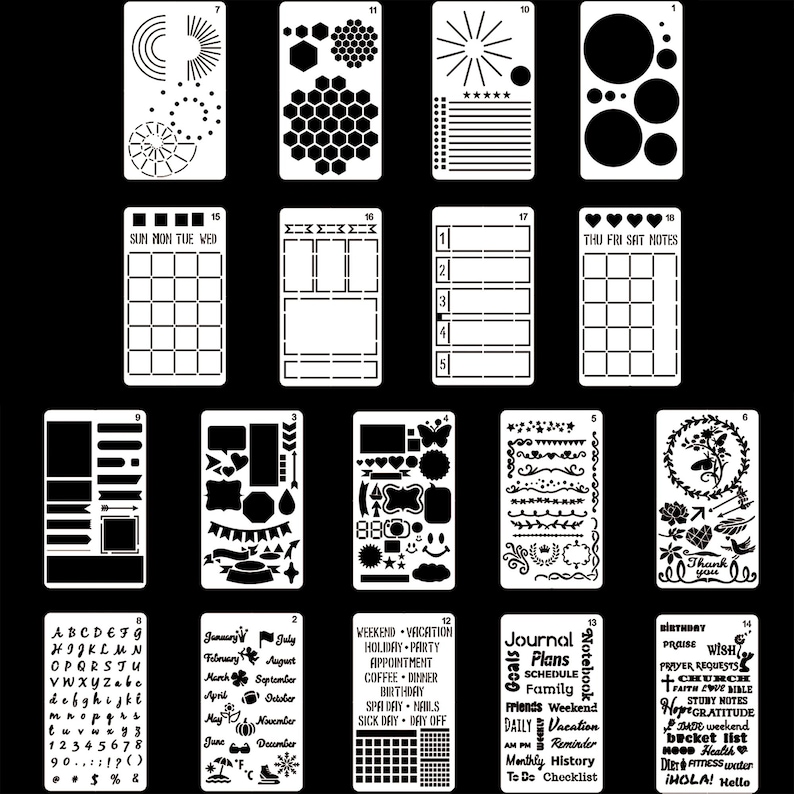 18-piece Planner Scrapbooking Stencil Set,diy Journaling Templates for ...