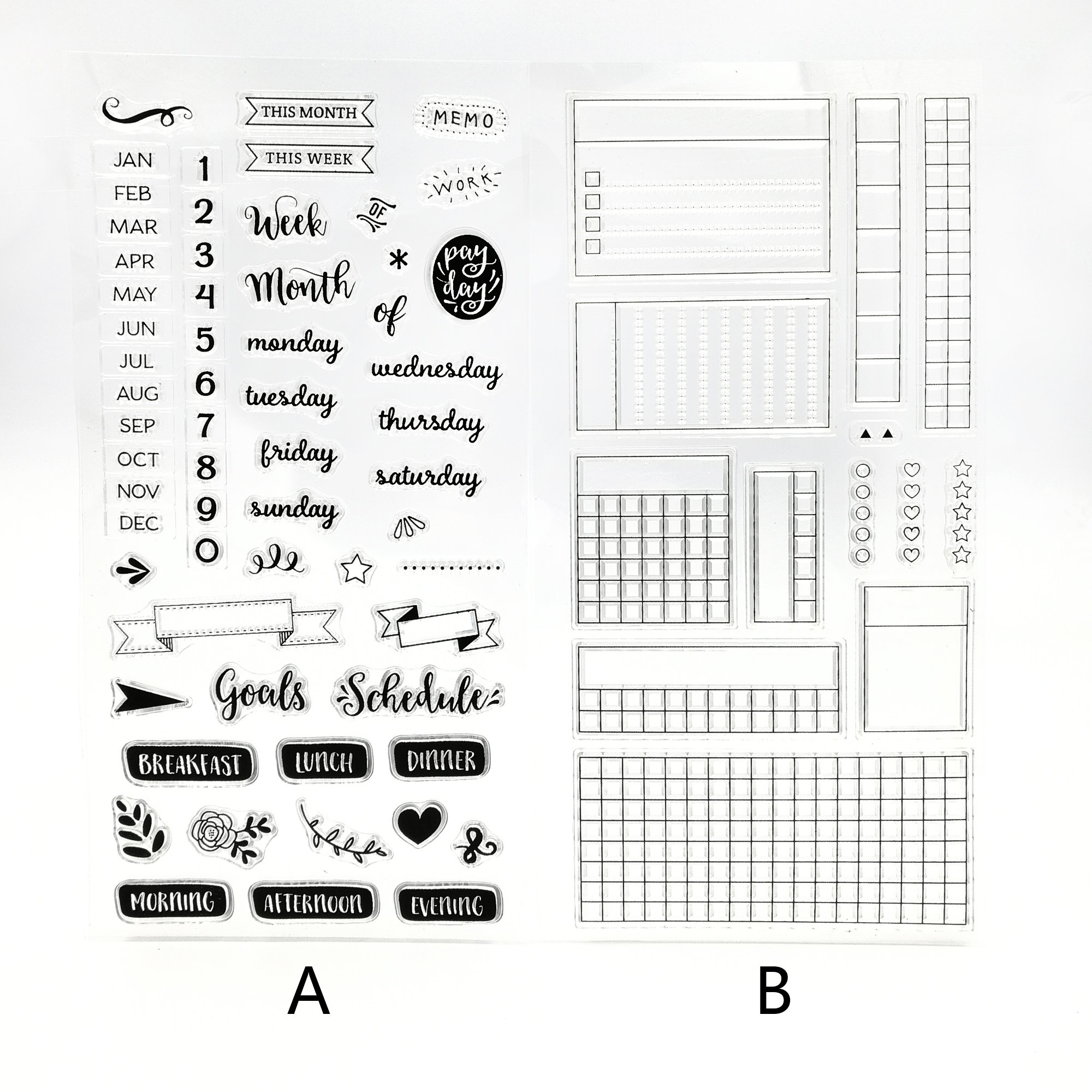 Clear Stamp Set for Monthly Planner With Weeks, Dates, and To-do List ...