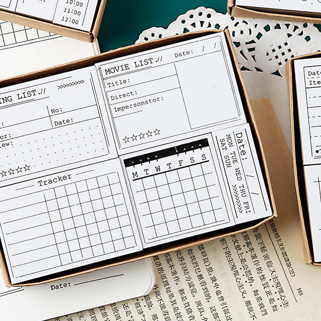 Wooden Weekly Rubber Stamp Setweekly Memo Recept - Etsy