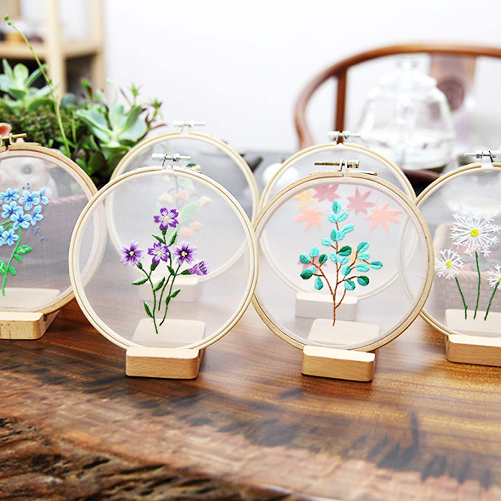 DIY Flowers Transparent Embroidery KitPlants Embroidery | Etsy