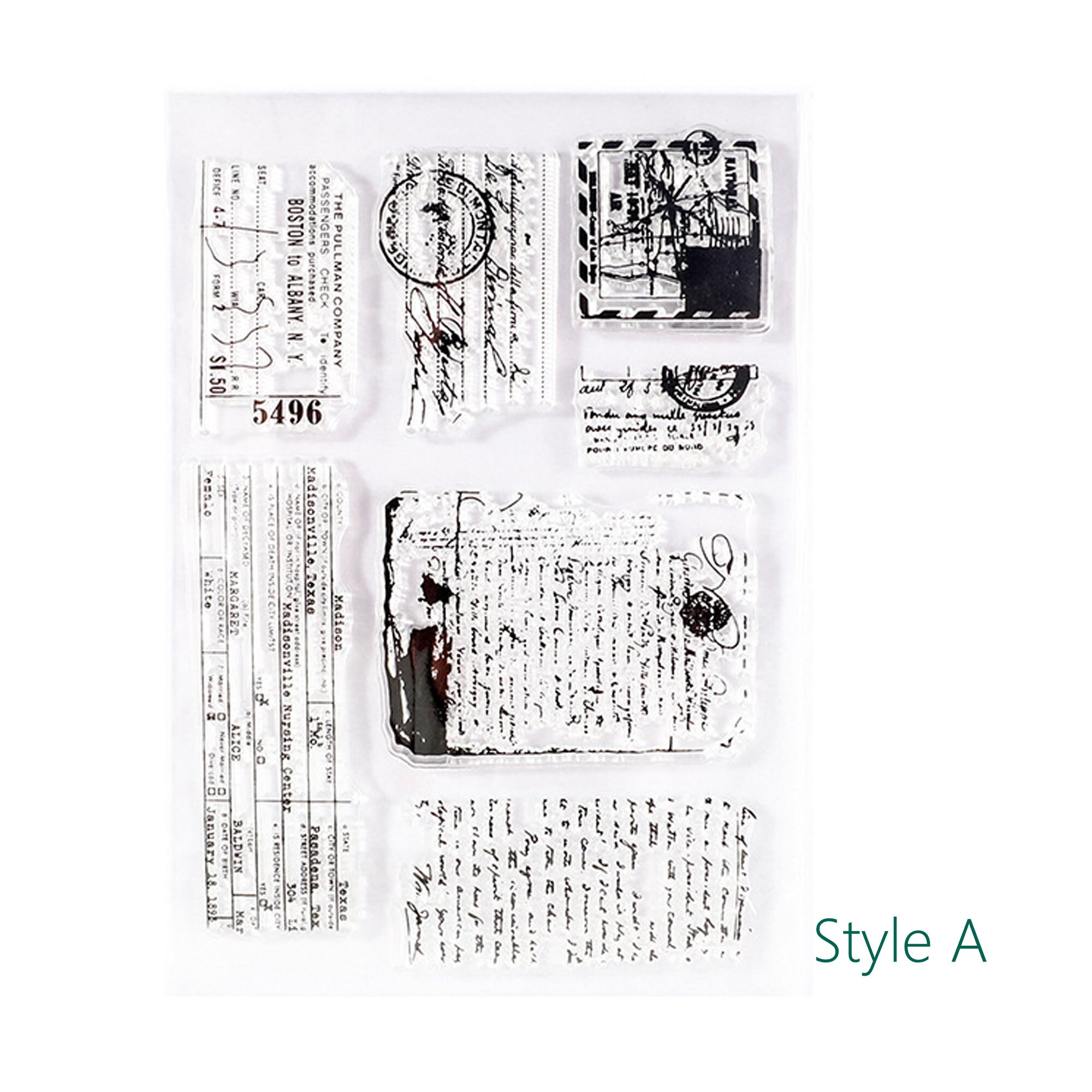 Vintage Text Transparent Rubber Stamp SetManuscript Retro | Etsy