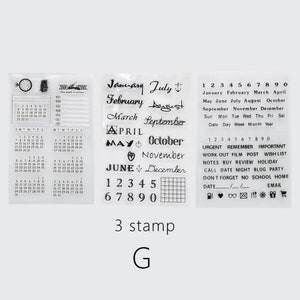 Calendar Stamp,bullet Journal Stamp,rubber Stamp,planner Stamps,clear ...