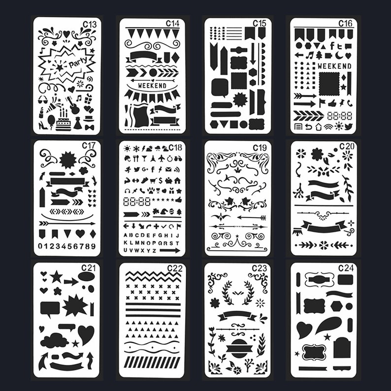 24 Pc Journal Stencilplanner Stencil Set Stencil | Etsy
