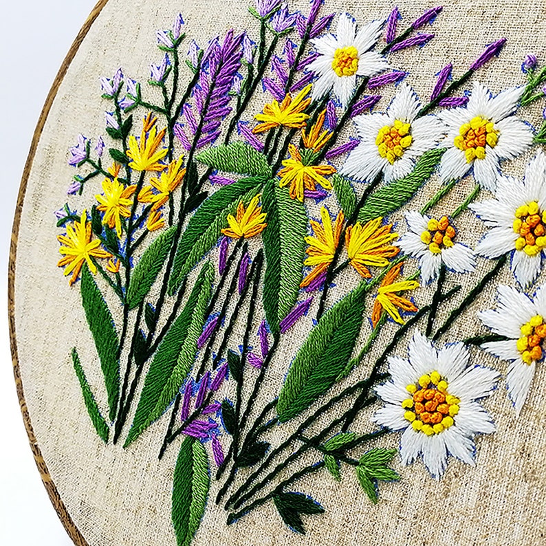Beginner Easy Embroidery Kitmodern Flower Embroidery Kithand - Etsy