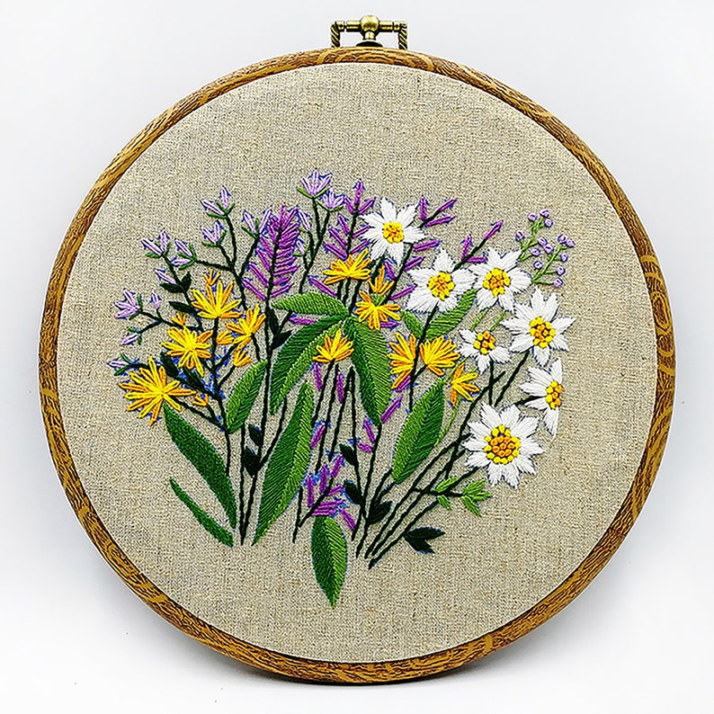 Beginner Easy Embroidery Kitmodern Flower Embroidery Kithand - Etsy