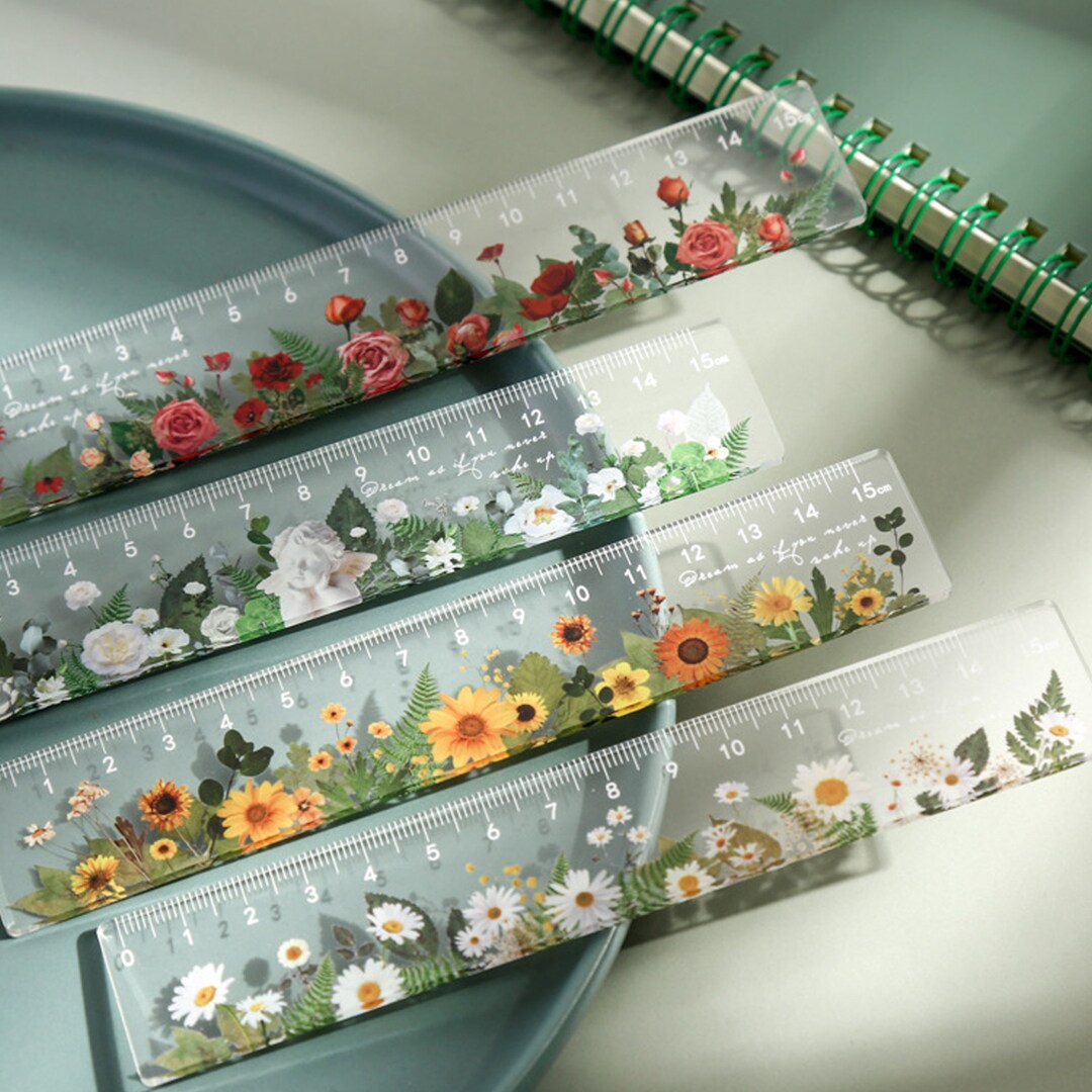 Drawing Flowers Ruler,transparent Acrylic Ruler,cute Ruler,kawaii ...