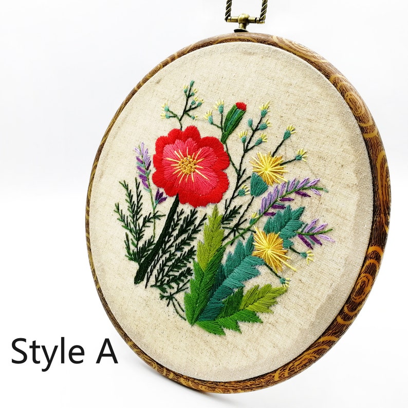 Beginner Easy Embroidery Kitmodern Flower Embroidery Kithand - Etsy