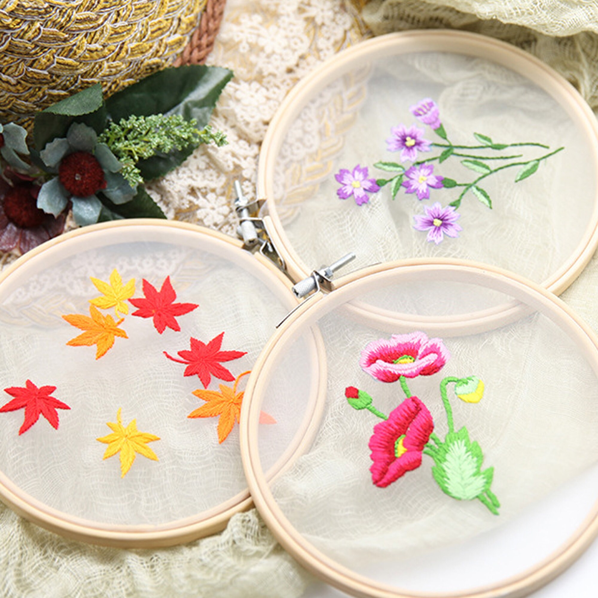 DIY Flowers Transparent Embroidery KitPlants Embroidery | Etsy
