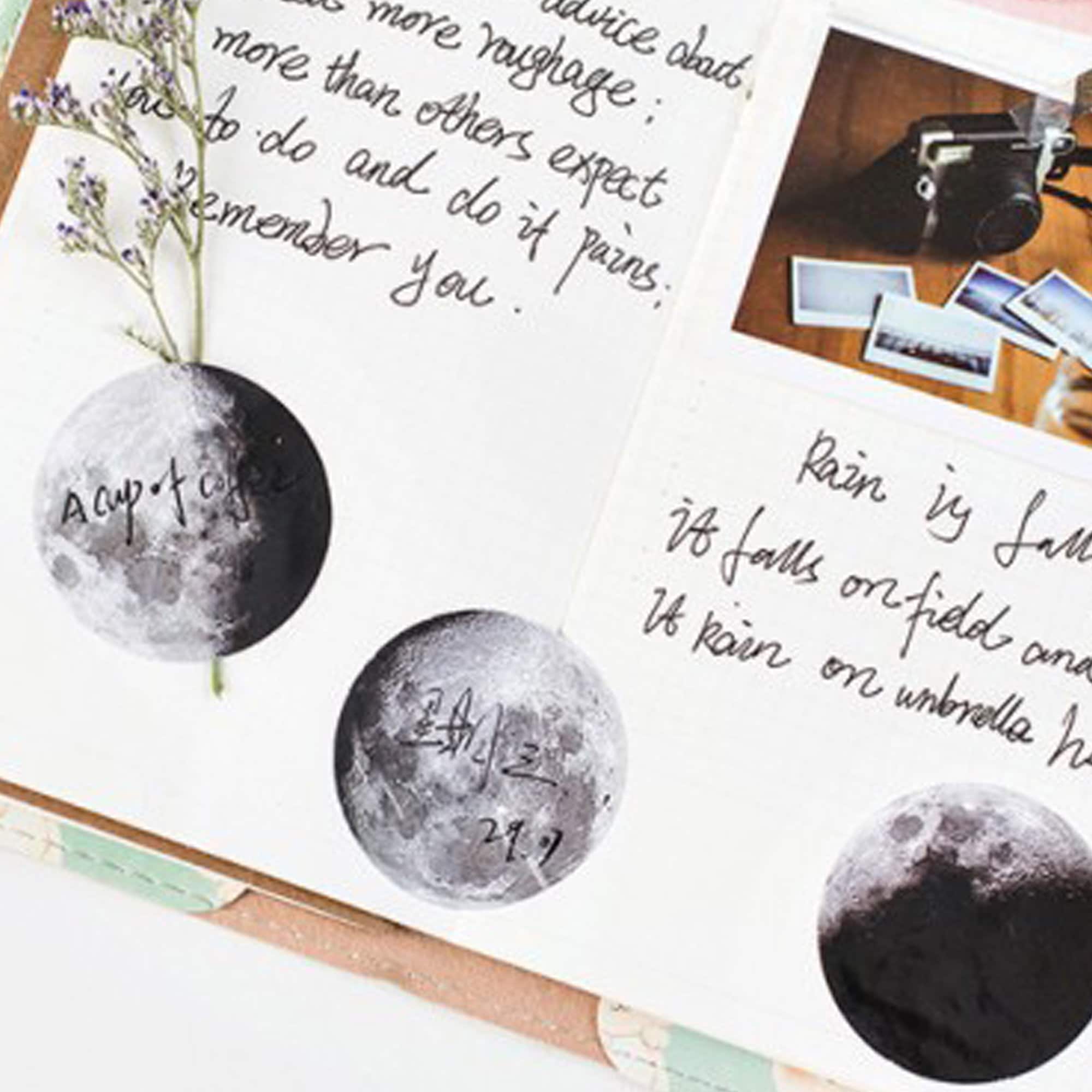 Moon Stickers Set Bullet Journal Moon Sticker Pack Washi Tape - Etsy