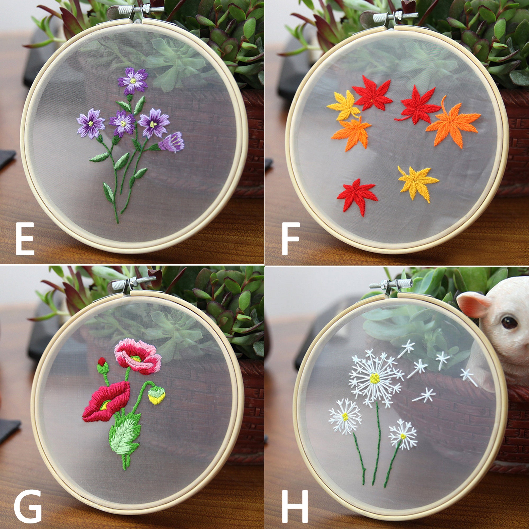 DIY Flowers Transparent Embroidery KitPlants Embroidery | Etsy