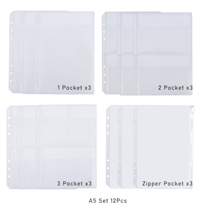 A5/A6 Zipper Pouch,pvc Pocket Pouch With 6 Holes for Planner,card ...