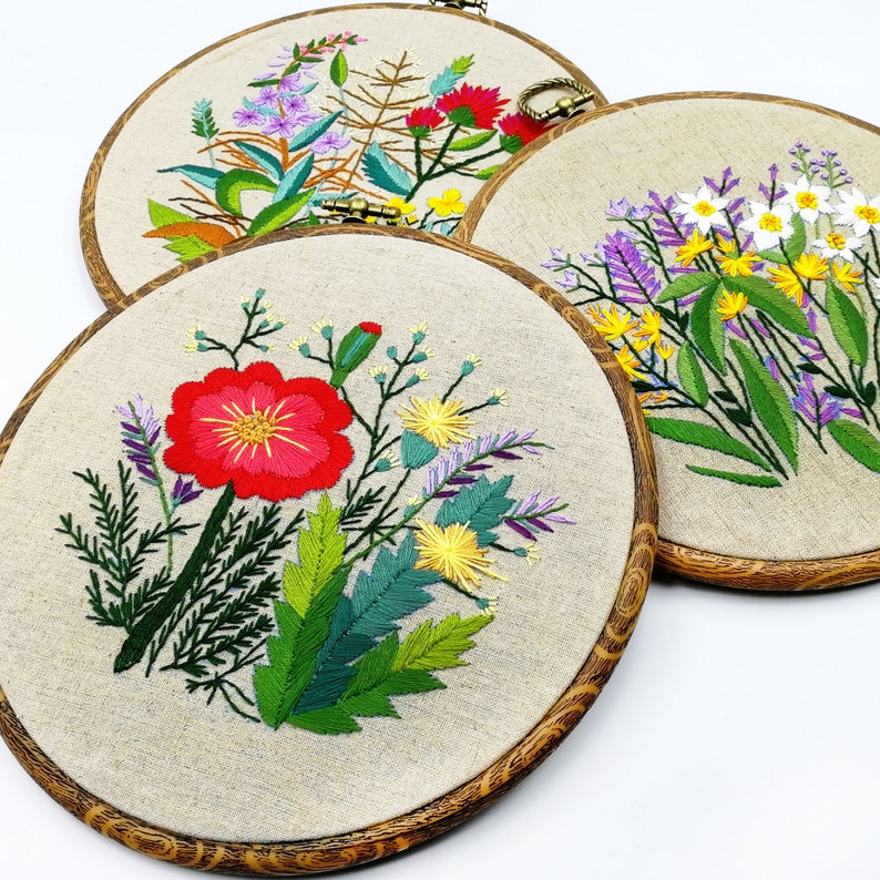 Beginner Easy Embroidery Kitmodern Flower Embroidery Kithand - Etsy