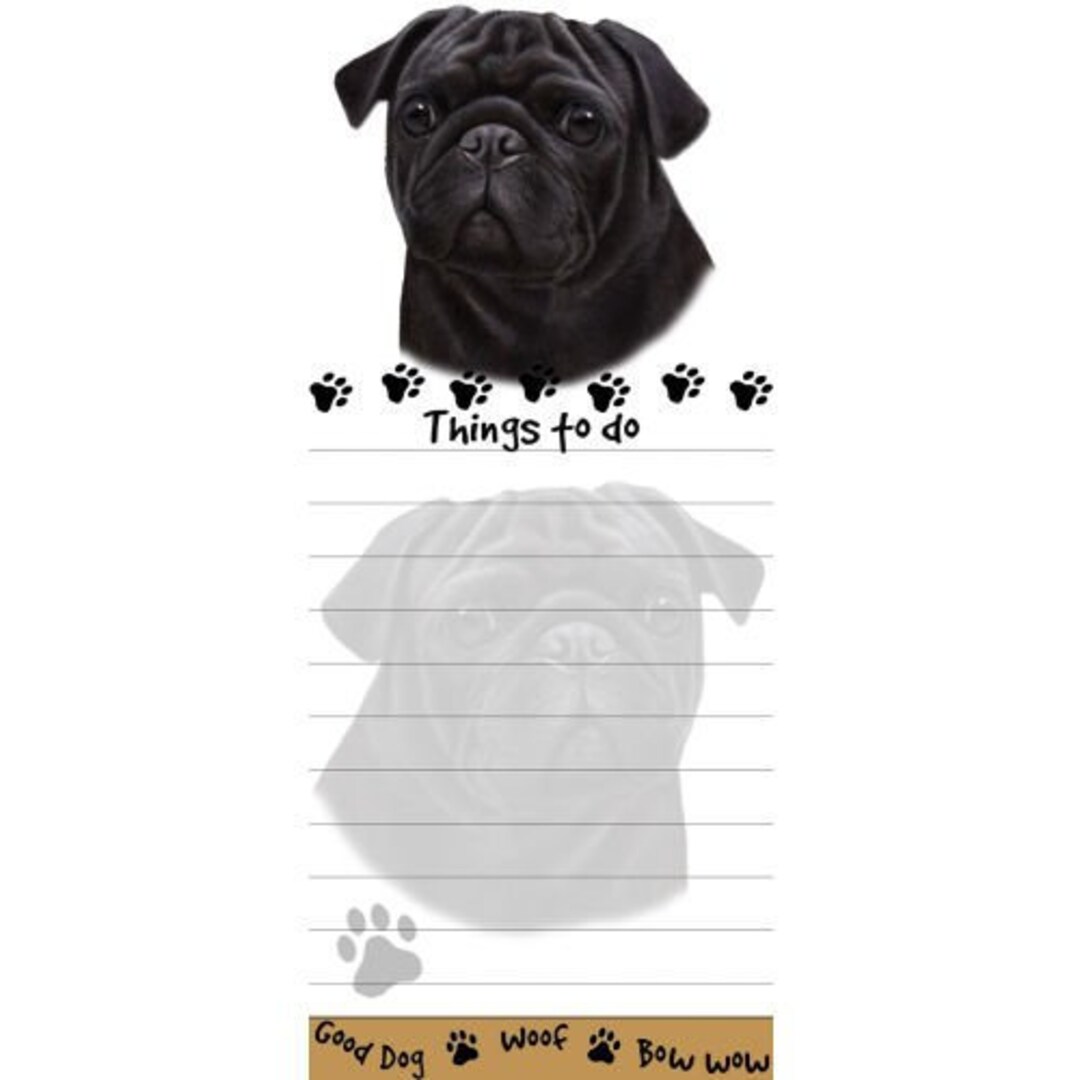 Pug Black Magnetic Post It Dog Breed Stationery Notepad - Etsy