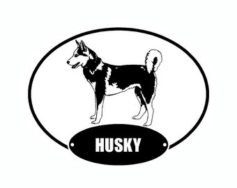 Huskies on Board Car Window Sticker Huskie Siberian Husky Sled Dog Sign ...