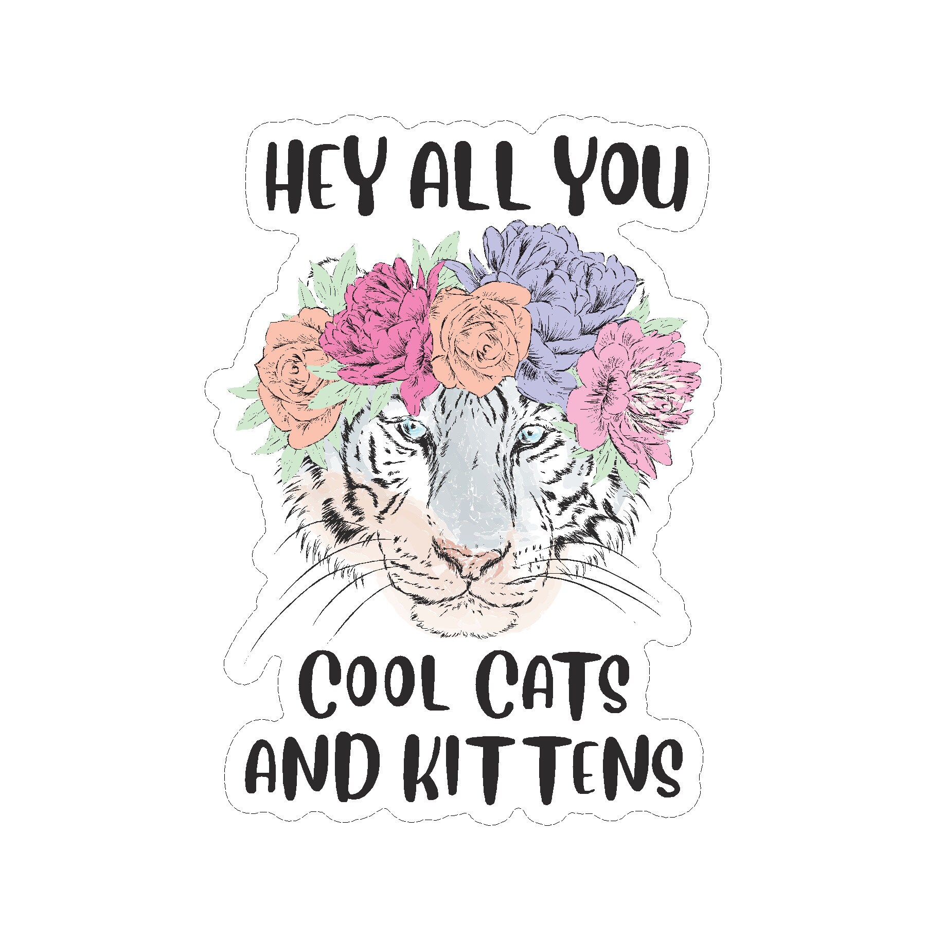 Art & Collectibles Cool Cats and Kittens Sticker Drawing & Illustration ...