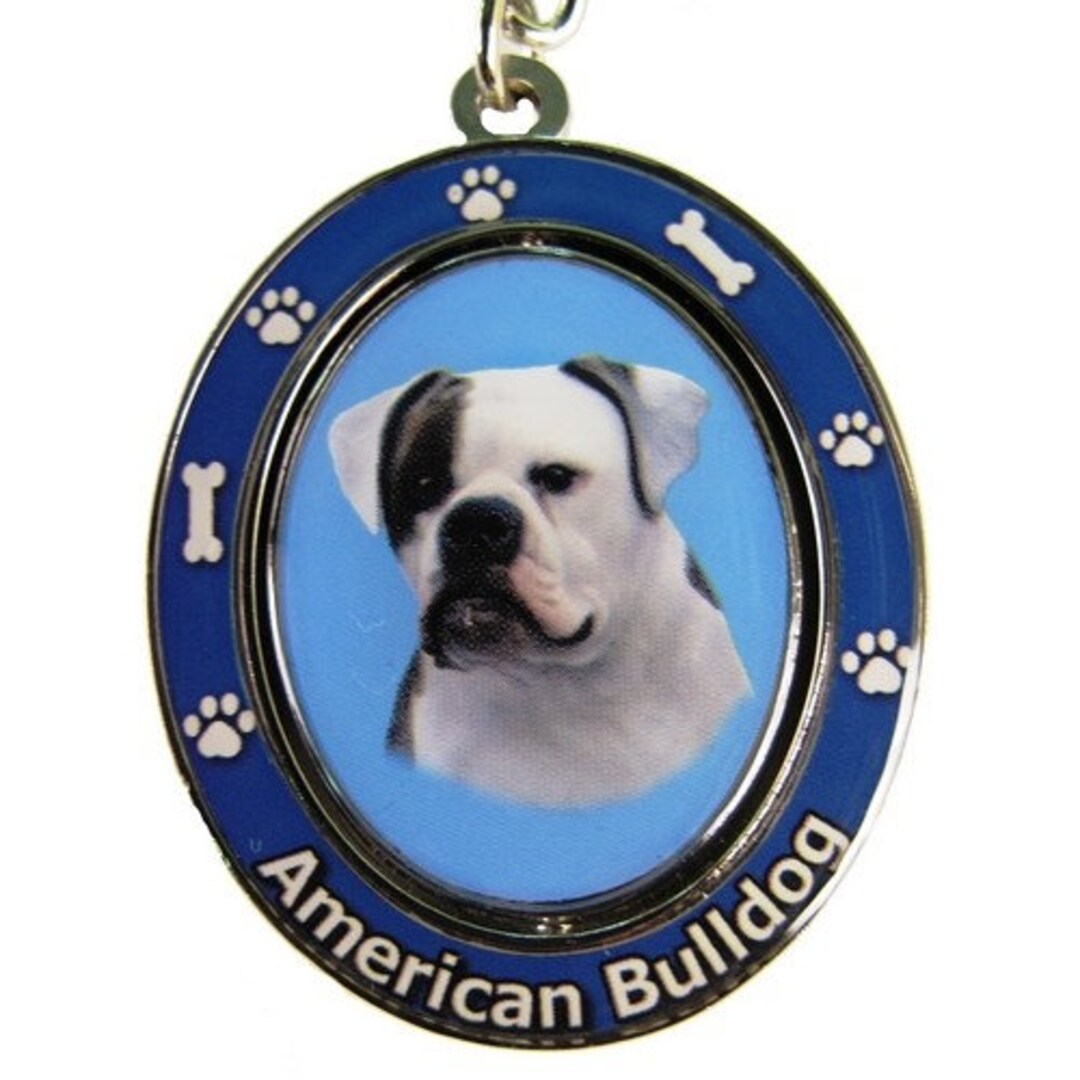 American Bulldog Dog Spinning Key Chain Fob - Etsy