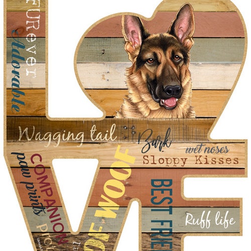 German Shepherd Love Wood Dog Sign - Etsy