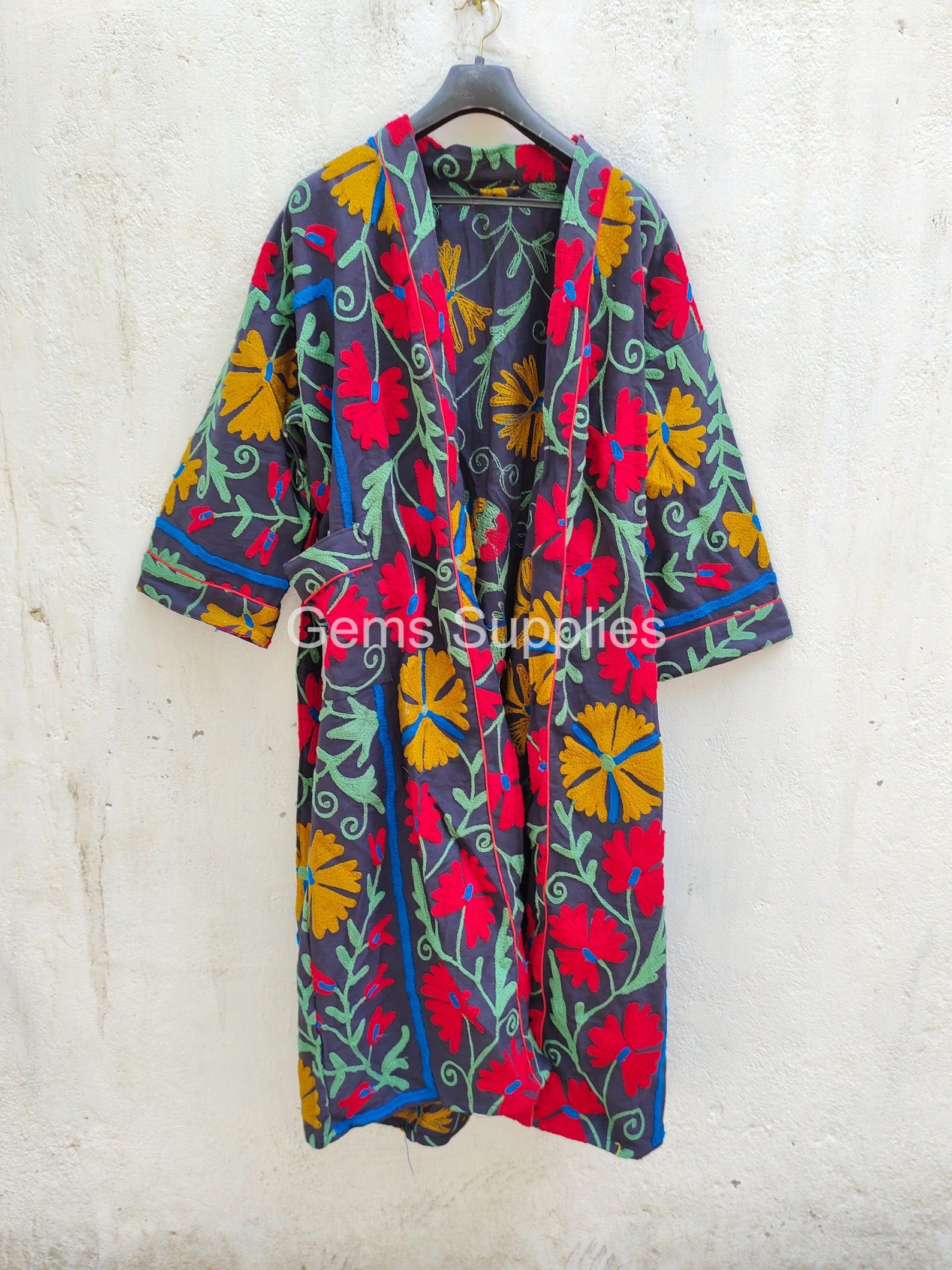 Women Wear Front Side Open Jacket Suzani Hand Embroidered Short Jacket ...
