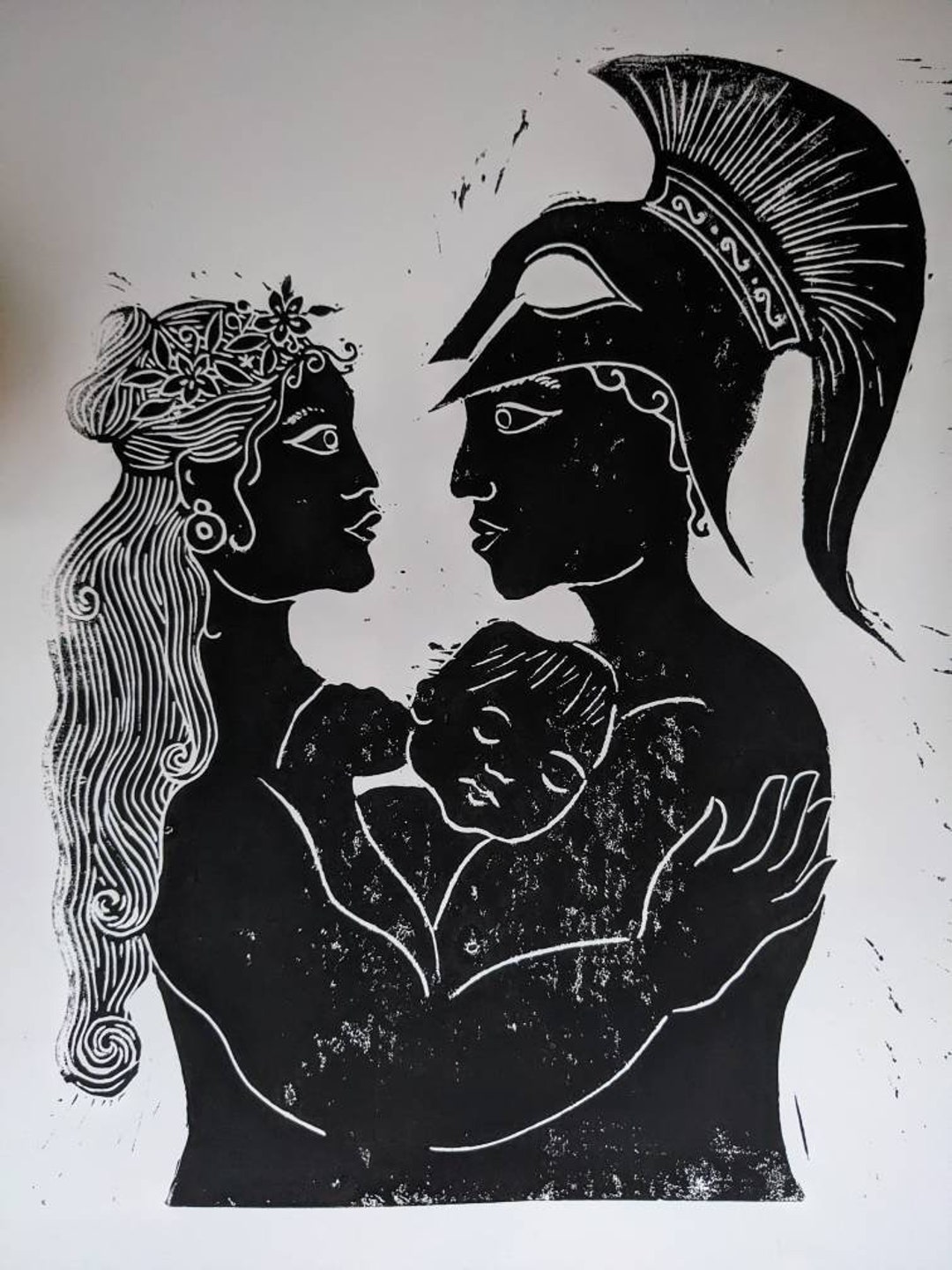 Iliad VI Hector and Andromache Linocut Print - Etsy