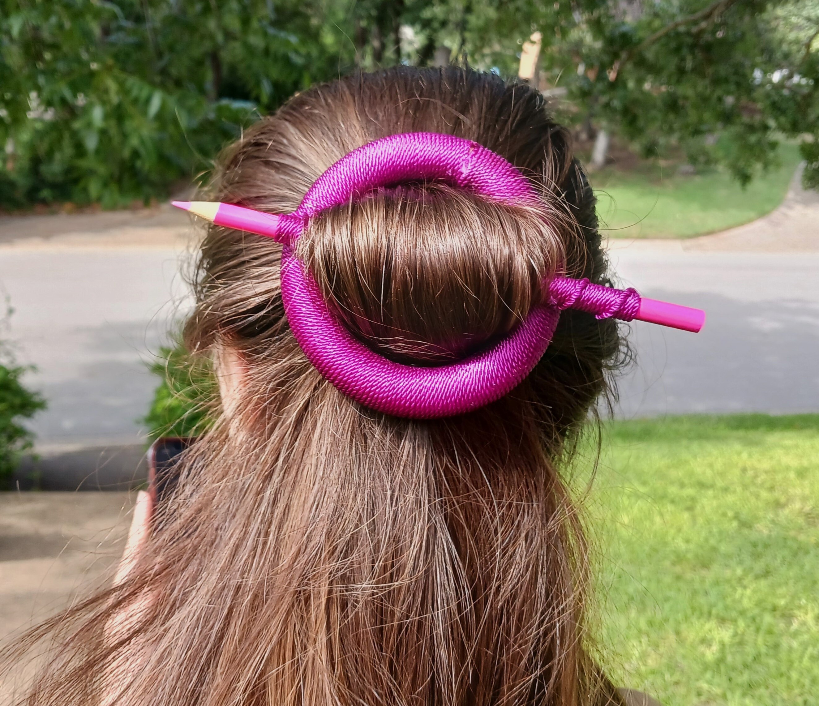 Lilac fatty Circle Barrette With Matching Pencil Stick - Etsy