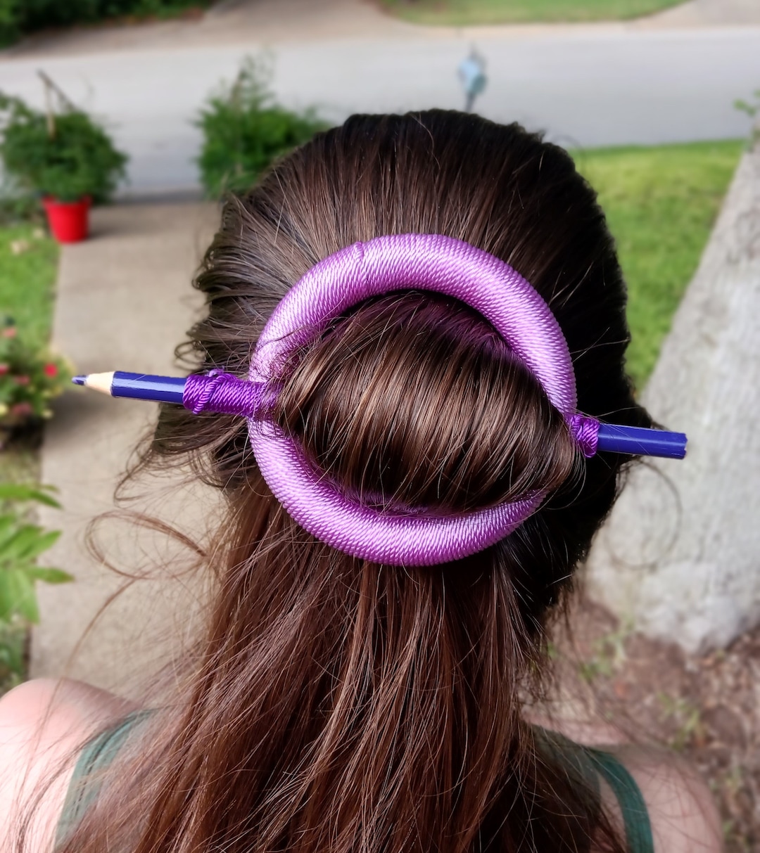 Lilac "fatty" Circle Barrette With Matching Pencil Stick - Etsy