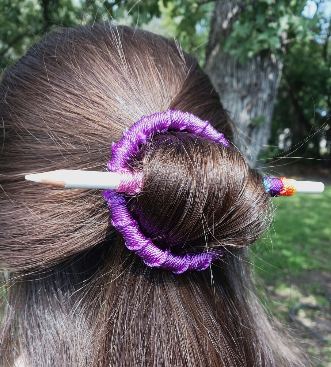 Purple Circle Barrette With Matching Pencil Stick - Etsy