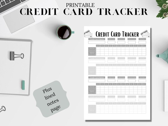 Simple Credit Card Tracker / Organizer and Notes Page - Etsy