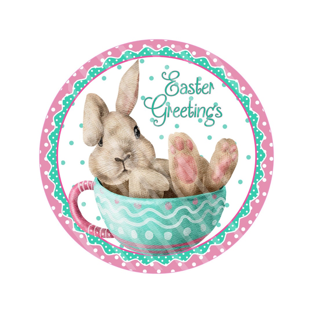 Easter Greetings Round Metal Wreath Sign, Easter Wreath Signs, Signs ...